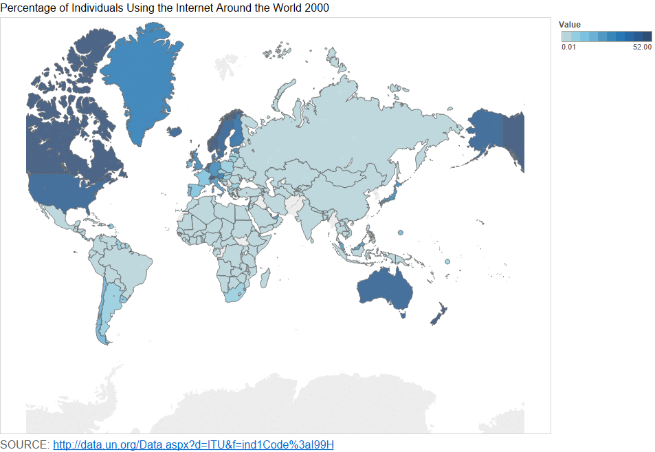 Percentage of Individuals Using Internet Around the World: 2000-2013 ...