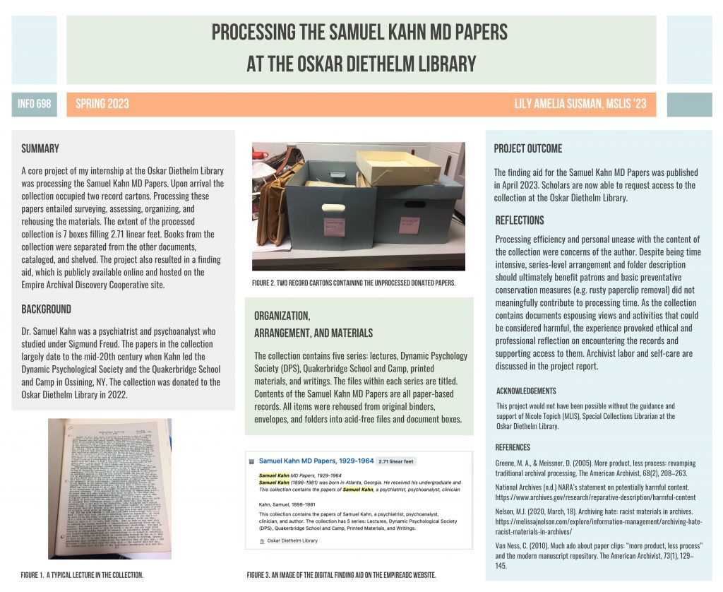 Processing the Samuel Kahn MD Papers at the Oskar Diethelm Library – # ...