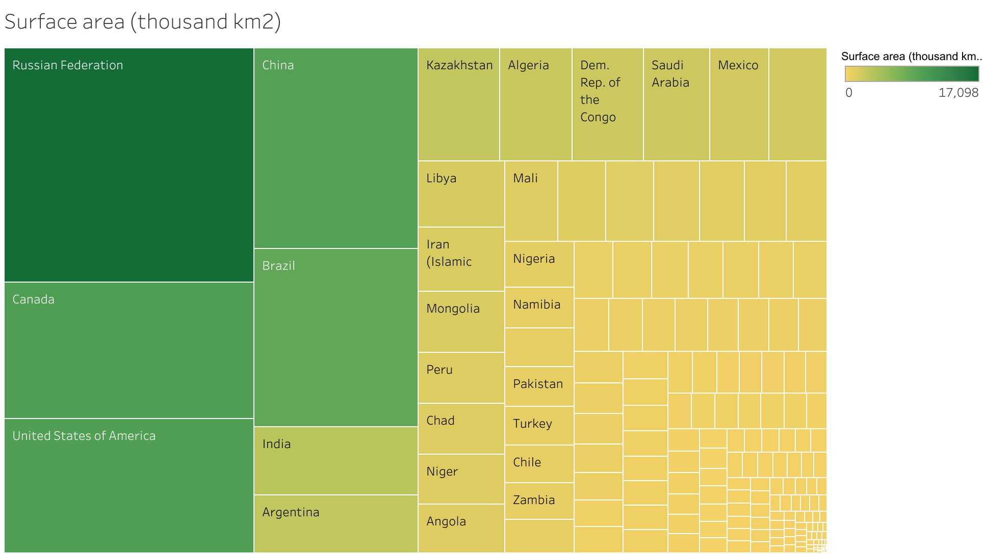 Surface Area thousand Km2 Information Visualization